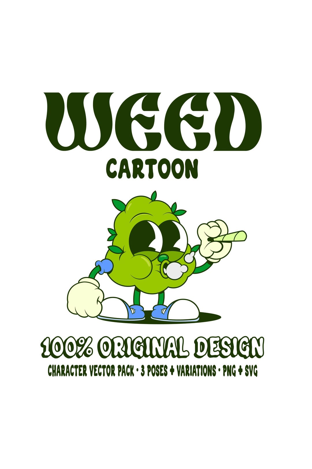 Weed Cartoon Logo Character Mascot Pack | Vector Design | 3 Poses ...