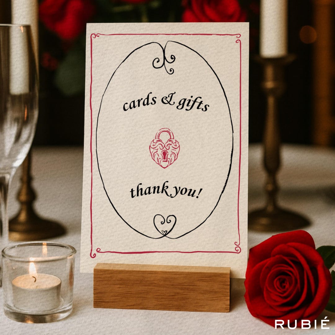 Cards and Gifts Sign Template - Vintage Gothic Wedding Sign - Editable ...