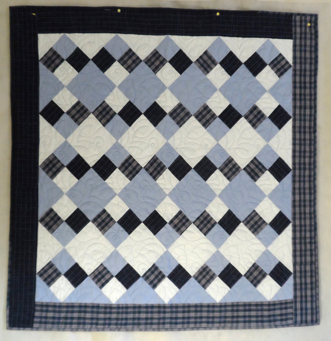 Up-cycled Shirts Quilt Pattern, Four Patch On-point, 49" Square ...