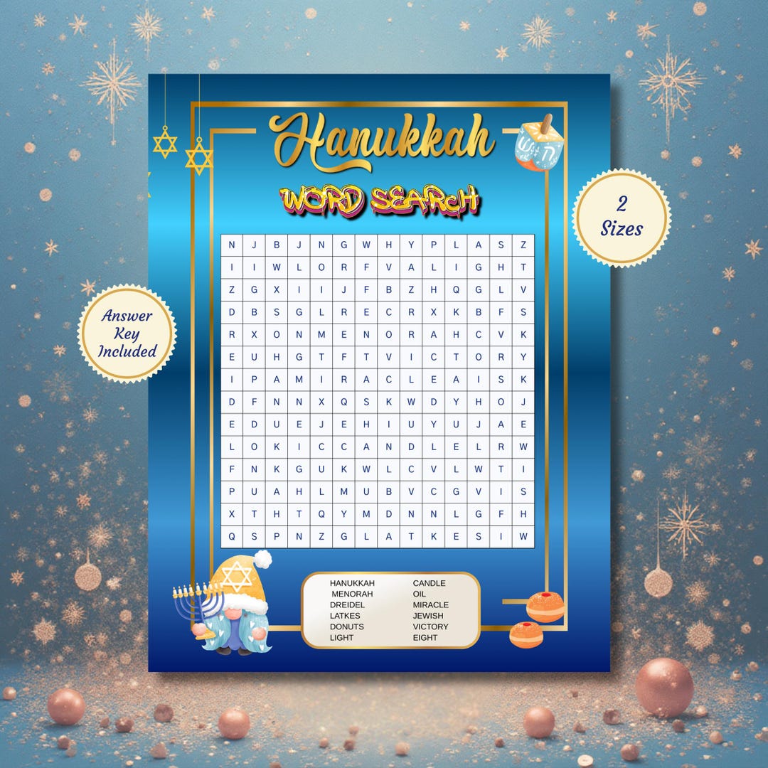 Hanukkah Word Search Printable Game | Fun Holiday Activity for Kids ...
