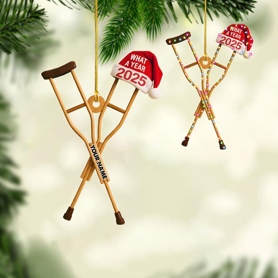 Funny Injury Christmas Ornament 2025, Broken Leg Gingerbread & Crutches ...