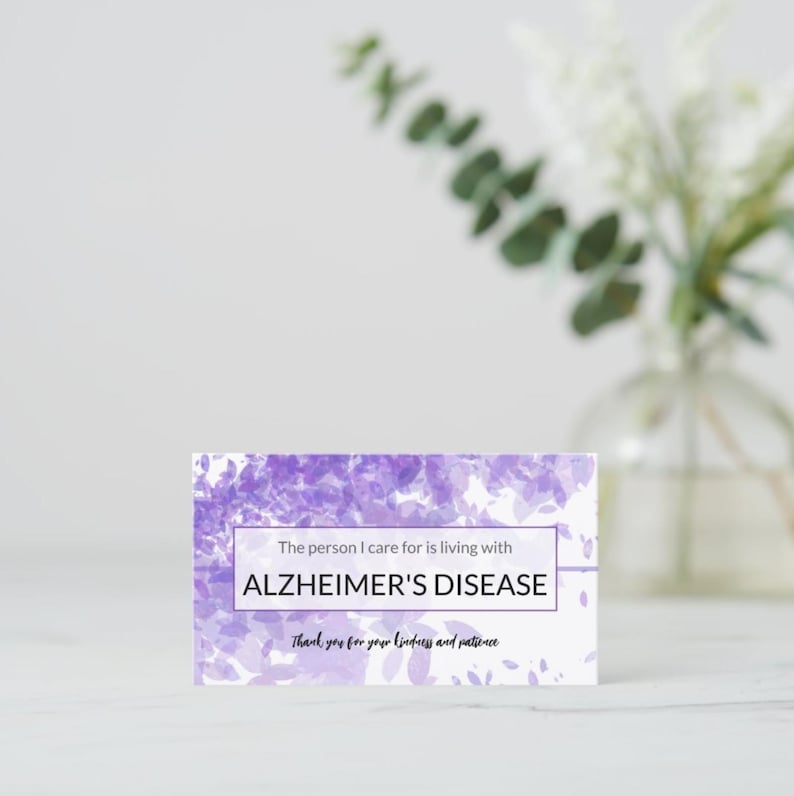 Alzheimer’s Disease Caregiver Card – Business‑card Size, Double‑sided ...