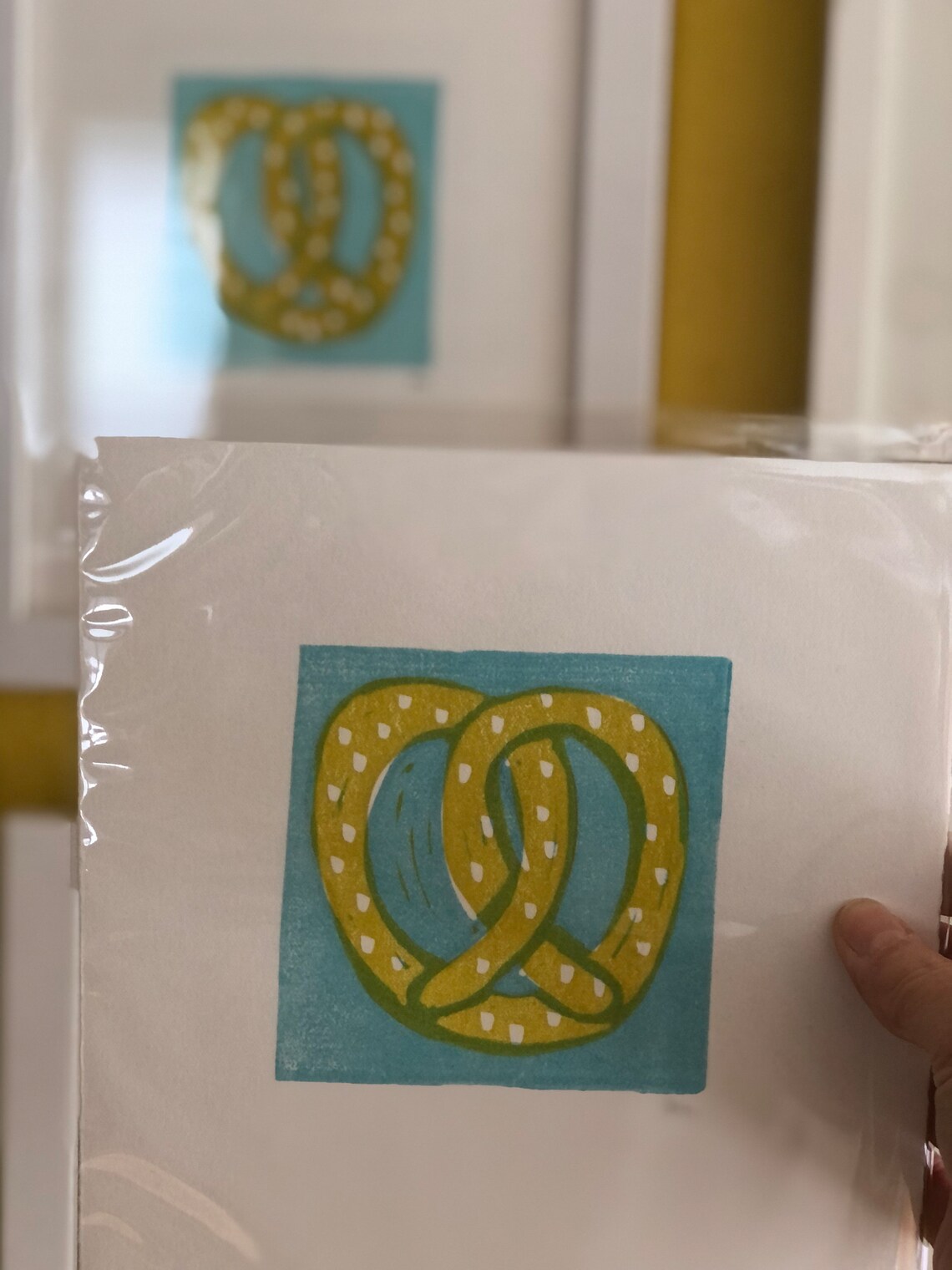 Pretzel Linocut Original Food Art - Etsy
