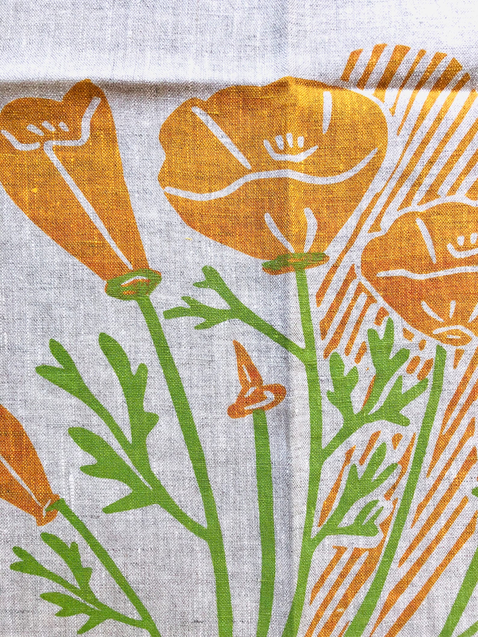California Poppy Linen Napkin Set, Handprinted Cloth Napkins ...