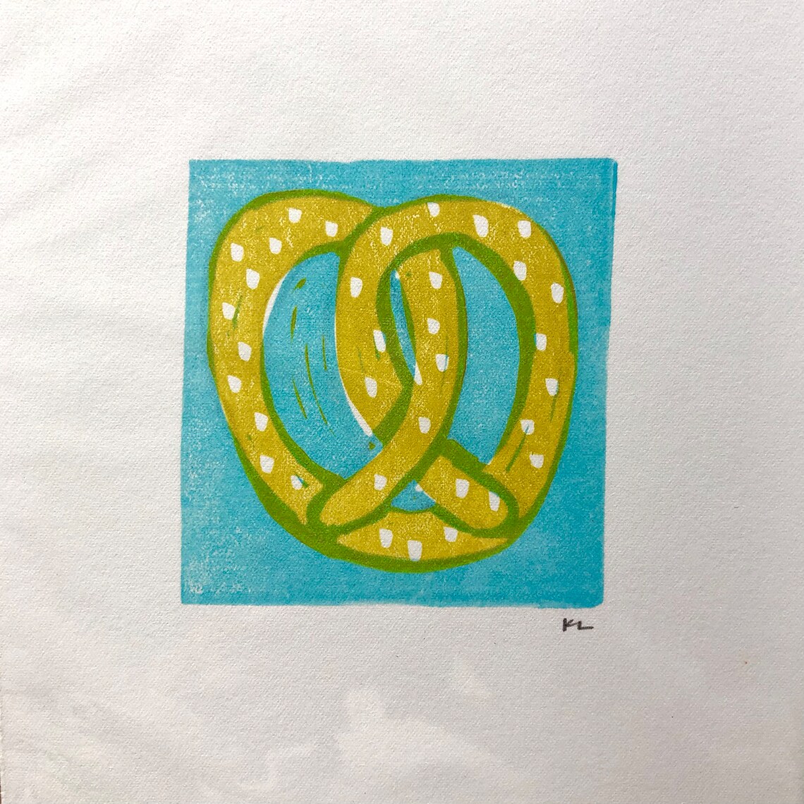 Pretzel Linocut Original Food Art - Etsy