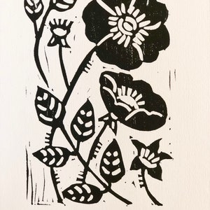 Rose Hand Printed Linocut Art, Floral Art, Native Plant - Etsy
