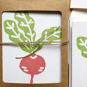 Radish Greeting Card Set, Handprinted Cards - Etsy