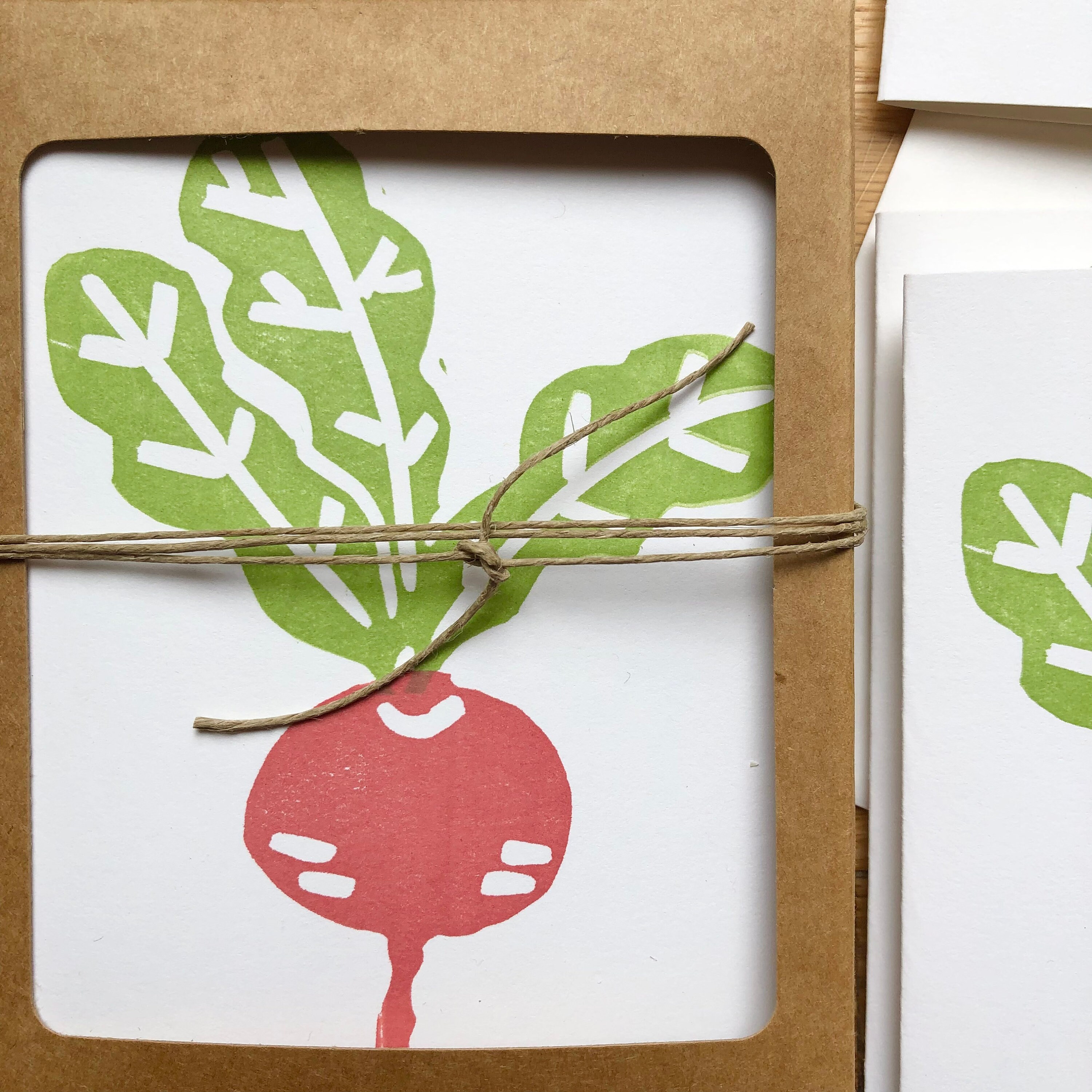 Radish Greeting Card Set, Handprinted Cards - Etsy