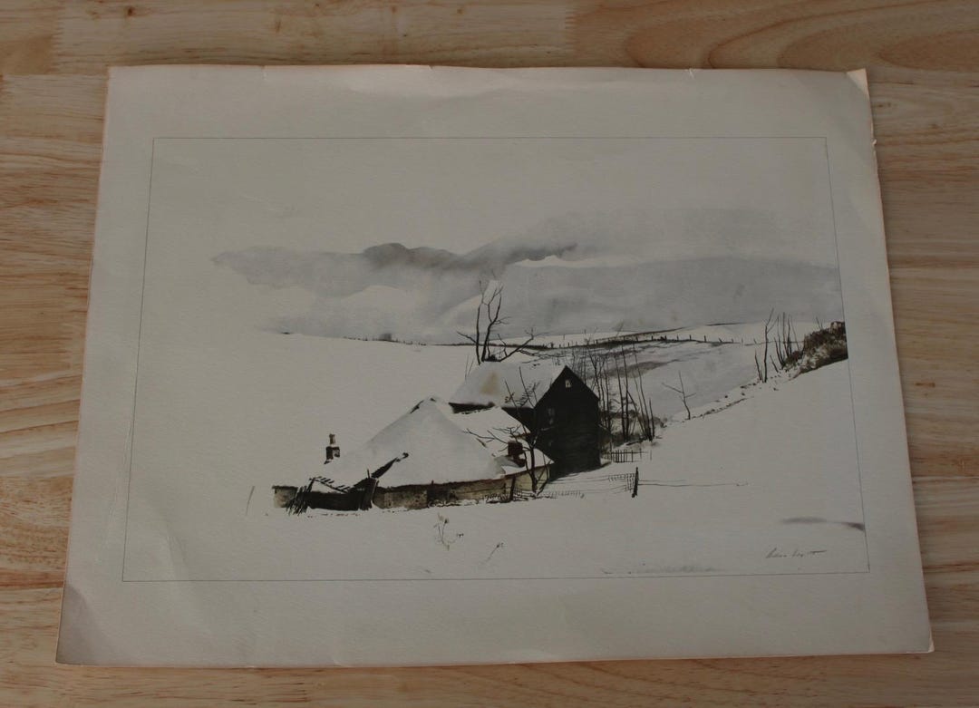 Andrew Wyeth “the Corner” Vintage Art Print — 1947 Winter Landscape ...