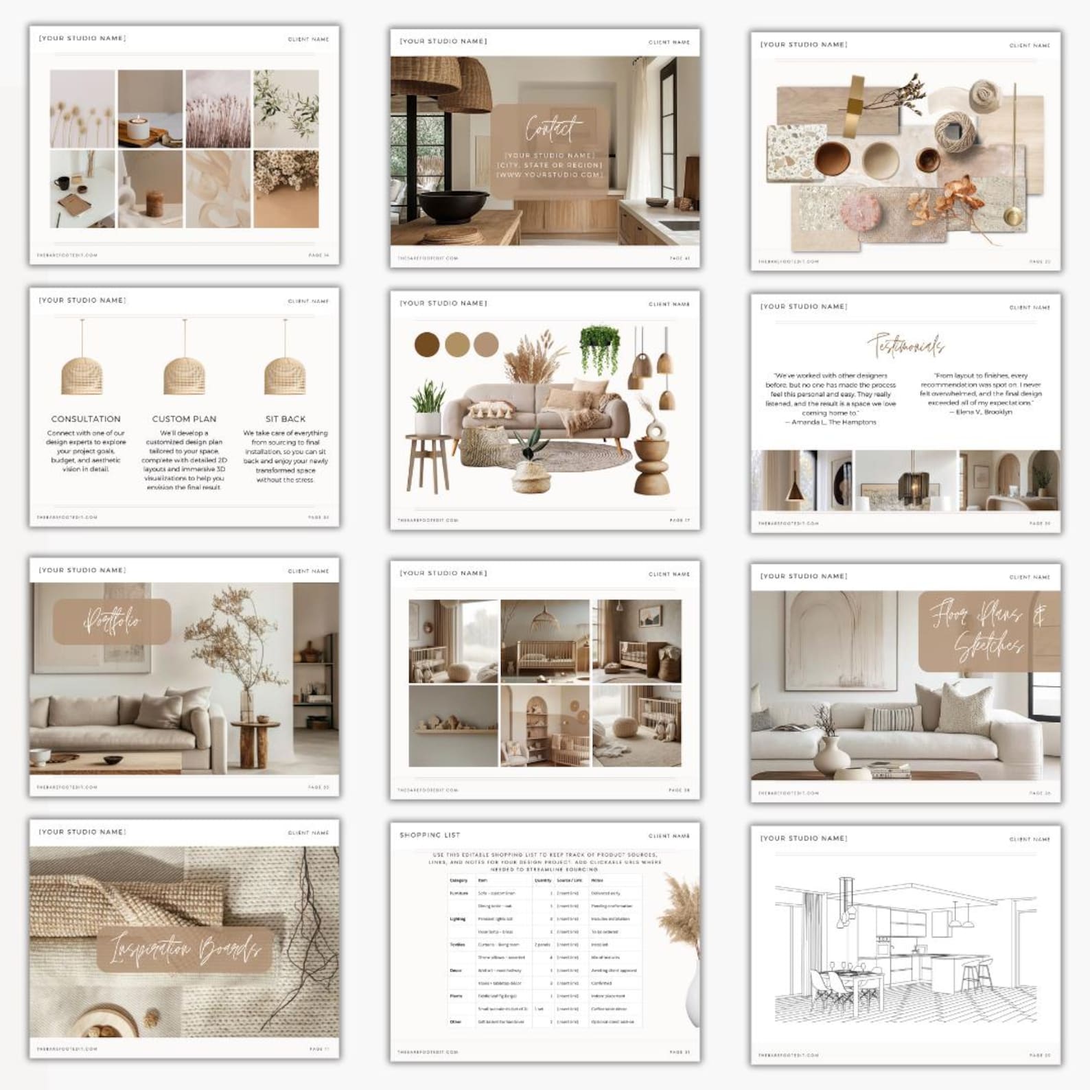 Interior Design Client Presentation: 50-page Canva Template (digital ...