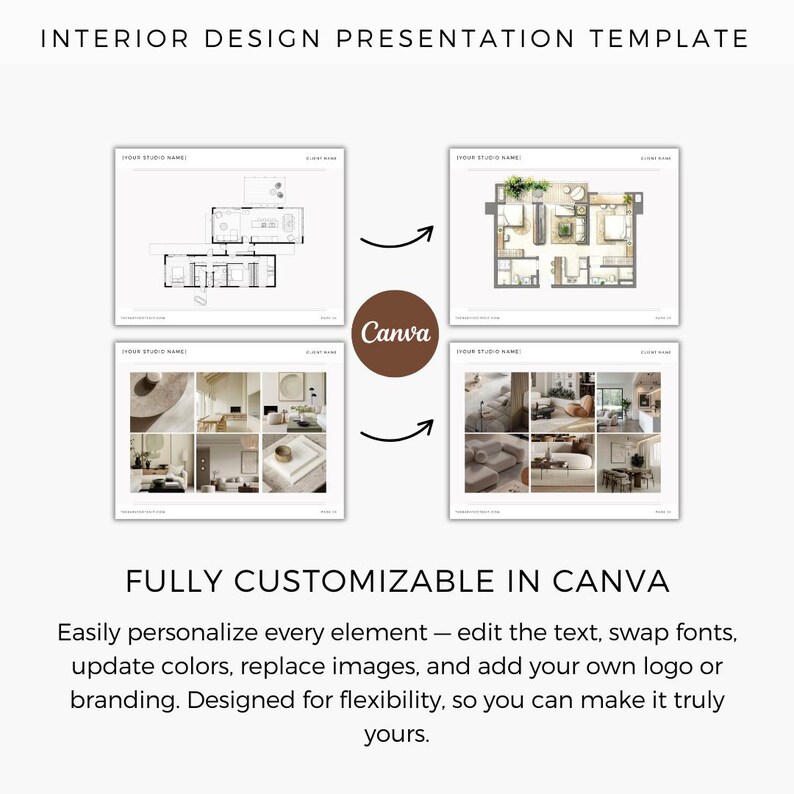 Minimalist Interior Design Client Presentation Canva Template (40 Pages ...