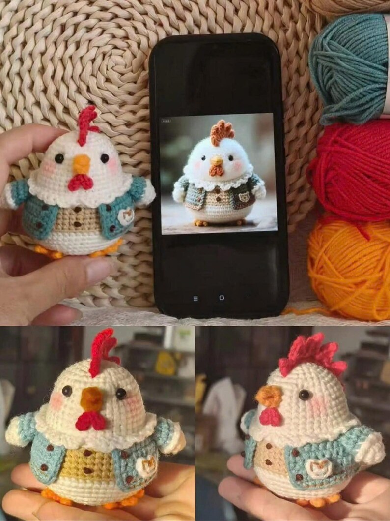 Christmas Chicken Amigurumi Pattern, Funny Santa Chicken Png, Easy ...