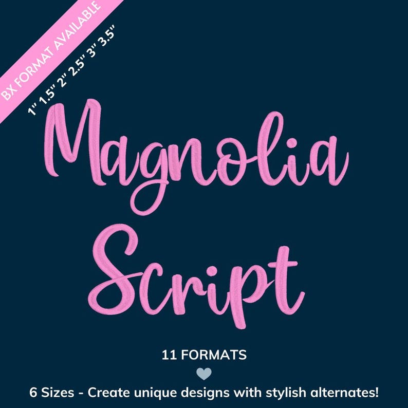 Magnolia Script Embroidery Font, Modern Handwritten Alphabet for ...
