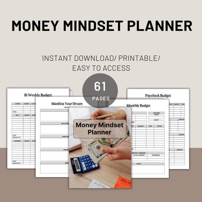 Money Mindset Planner | Financial Wellness & Abundance Workbook ...