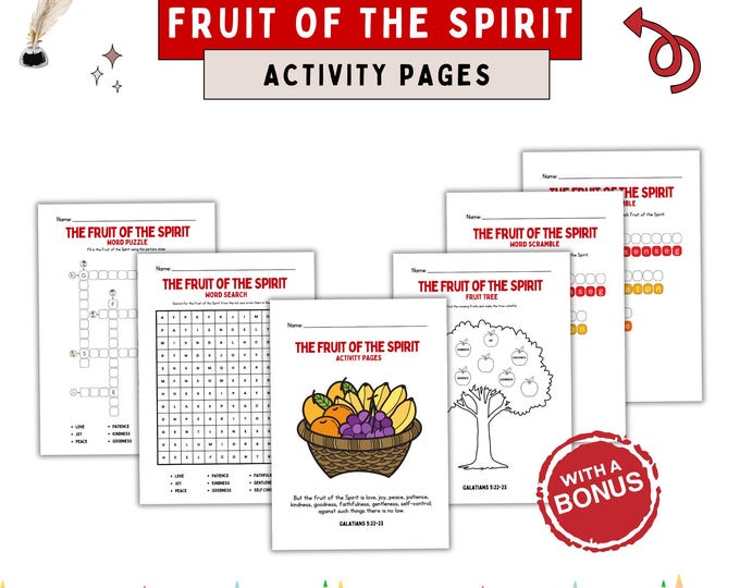 Fruit of the Spirit Bundle | Printable Bookmarks, Coloring | Bible ...