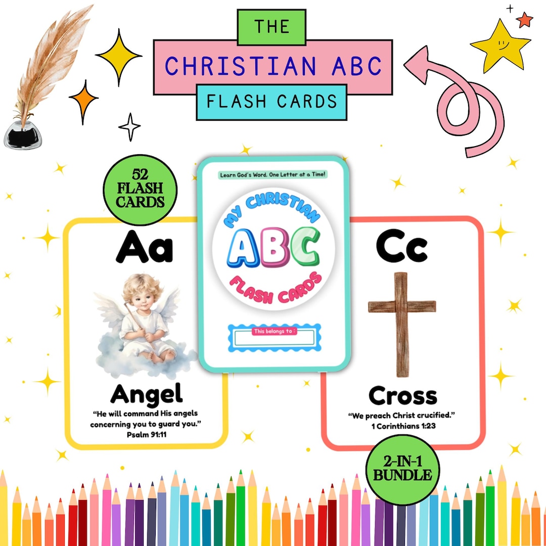 Christian ABC Flash Cards: Bible Verse Learning for Homeschool (PDF ...