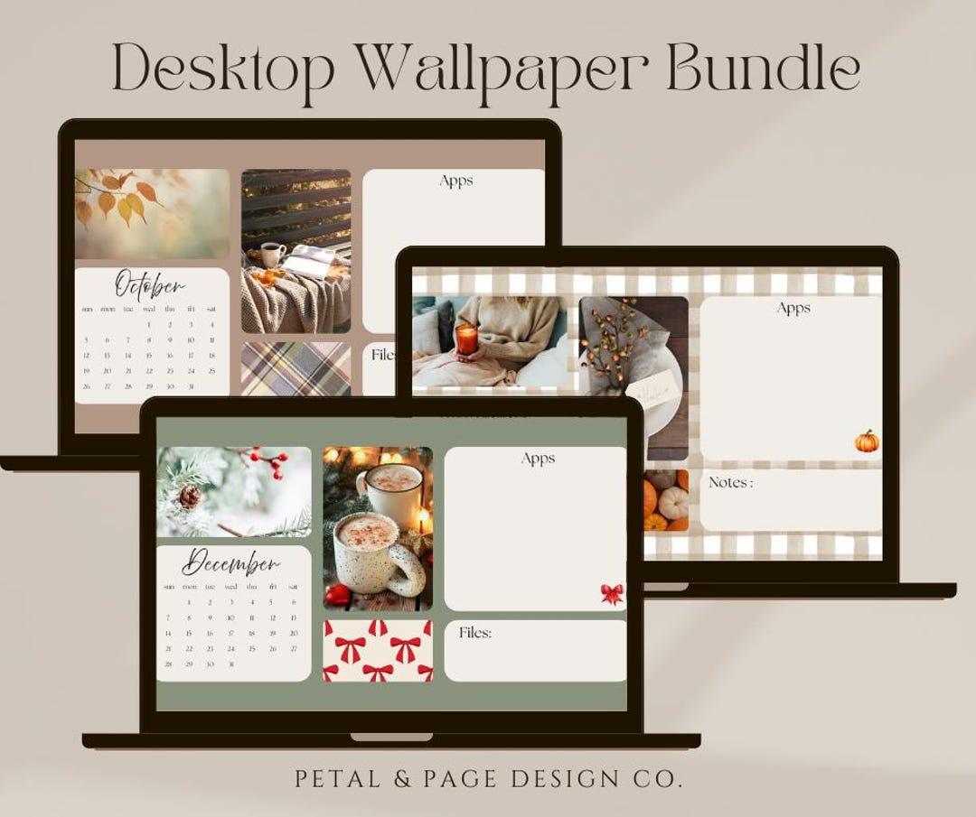2025 COZY DESKTOP WALLPAPER Bundle With Calendar & Organizer / October ...
