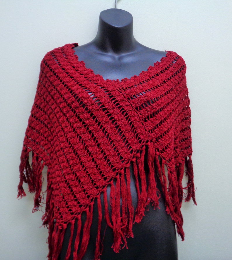 L Shape Burgundy Crochet Capelet Asymmetrical Redwine - Etsy