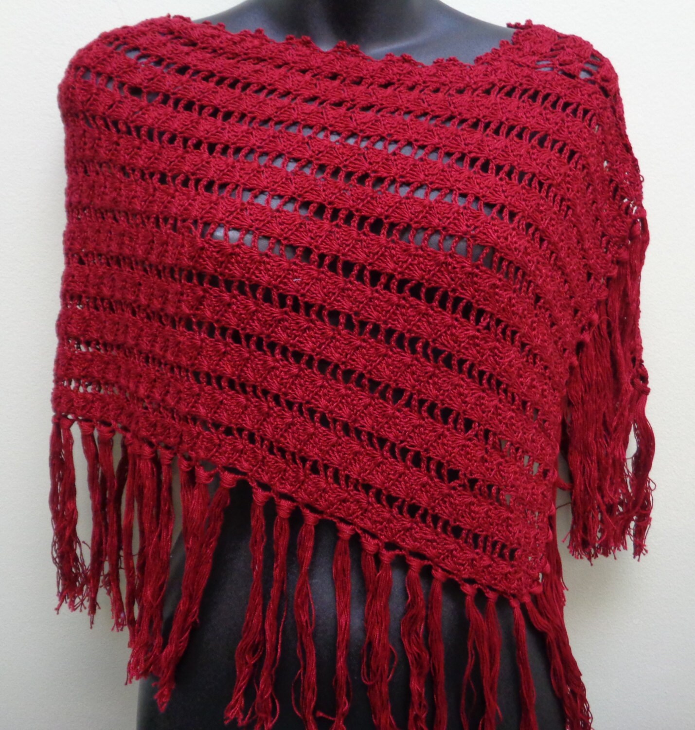 L Shape Burgundy Crochet Capelet Asymmetrical Redwine | Etsy