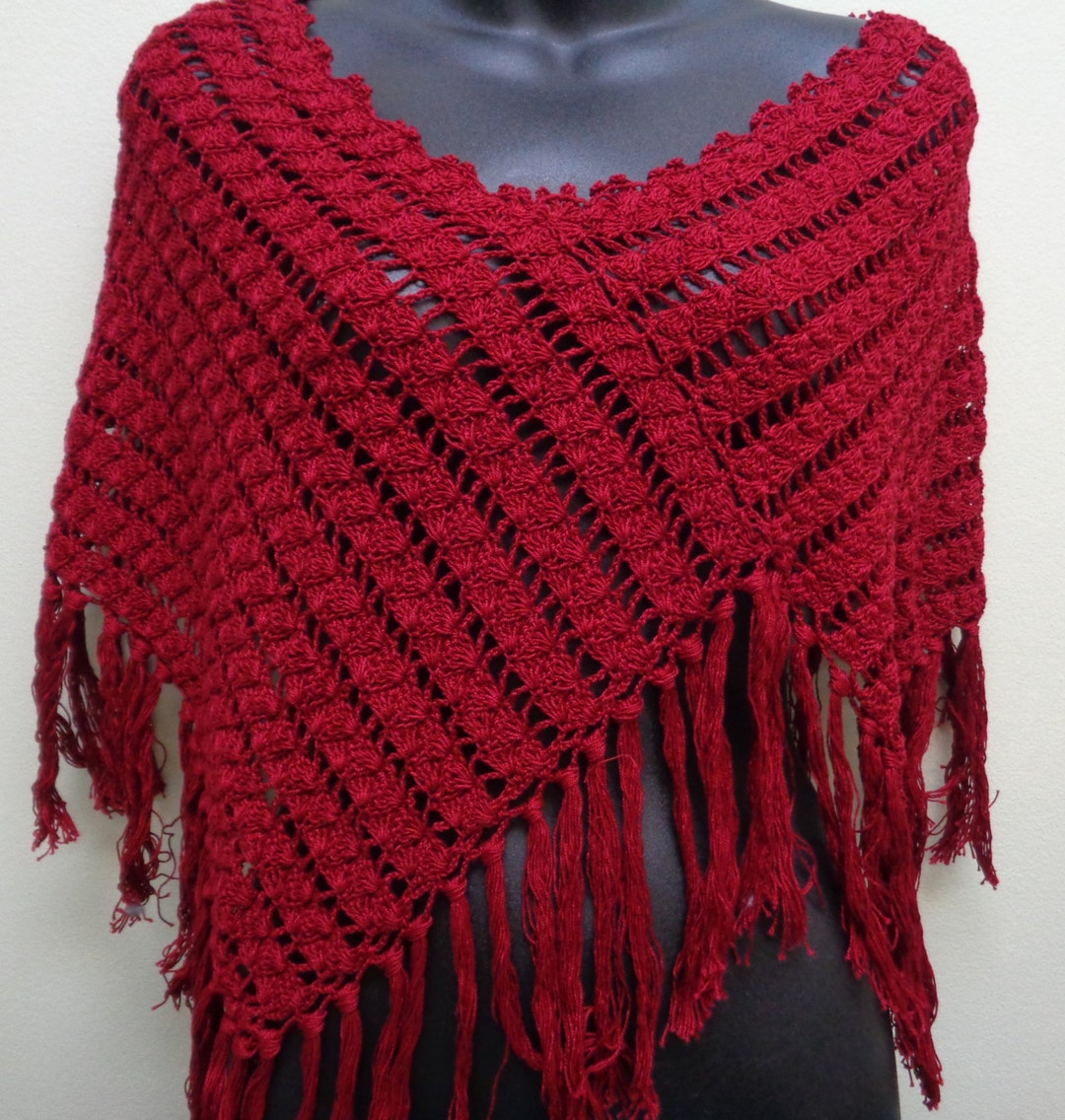 L Shape Burgundy Crochet Capelet Asymmetrical Redwine - Etsy