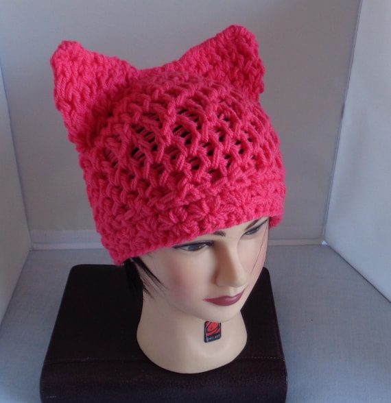 Neon Pink Pussycat Hat Cat Hat Knit Hat March Pussycat Hat - Etsy UK
