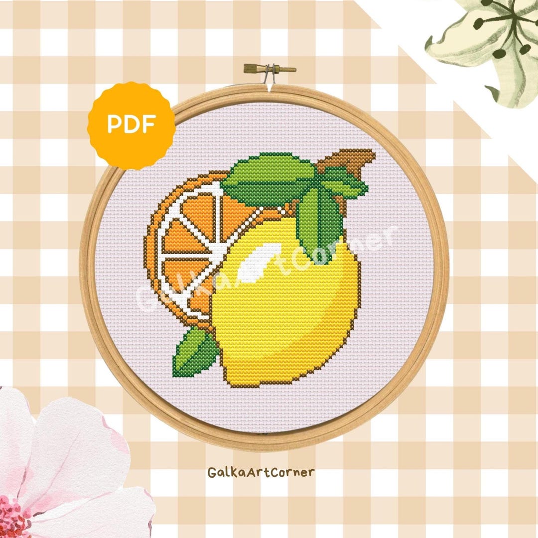 Juicy Citrus Cross Stitch Pattern, PDF File for Instant Download, Easy ...