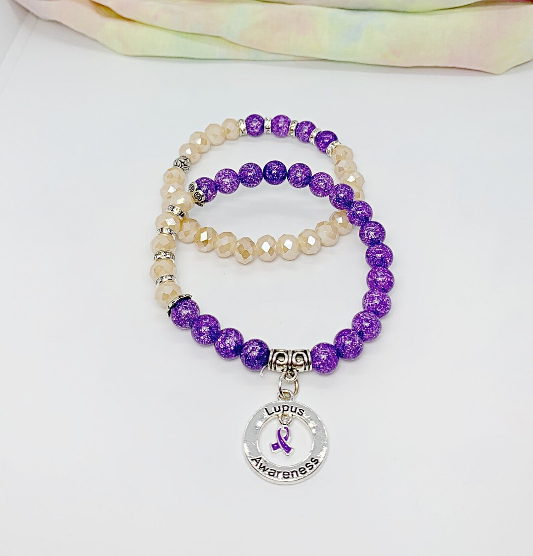 Lupus Awareness Bracelet, Lupus Awareness Jewelry, Lupus Jewelry, Cause Bracelet, Purple ...