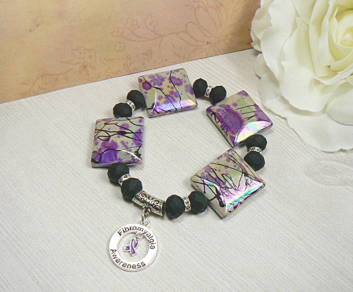 Fibromyalgia Awareness Bracelet, Fibro Awareness Bracelet, Fibromyalgia ...