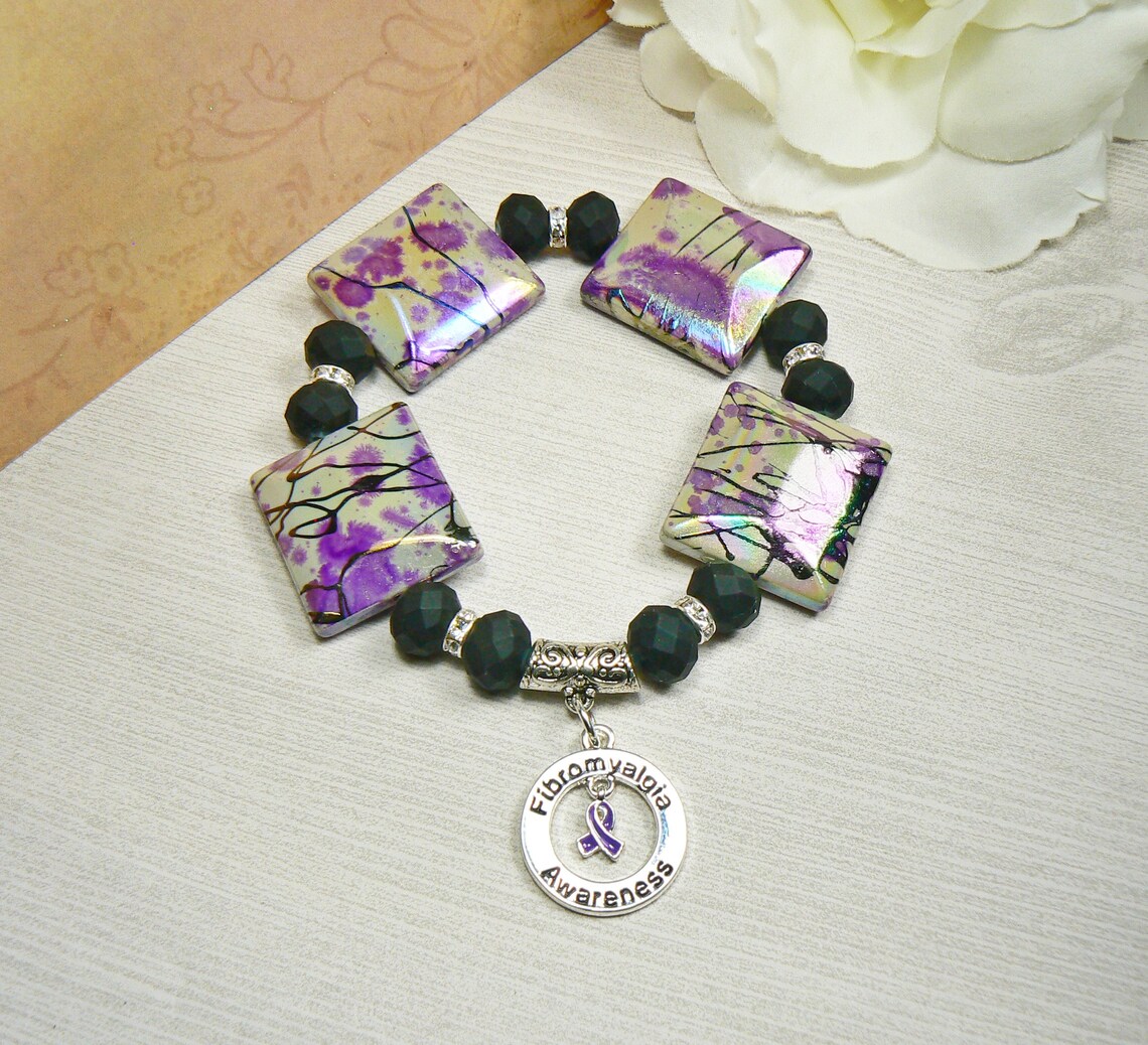 Fibromyalgia Awareness Bracelet, Fibro Awareness Bracelet, Fibromyalgia ...