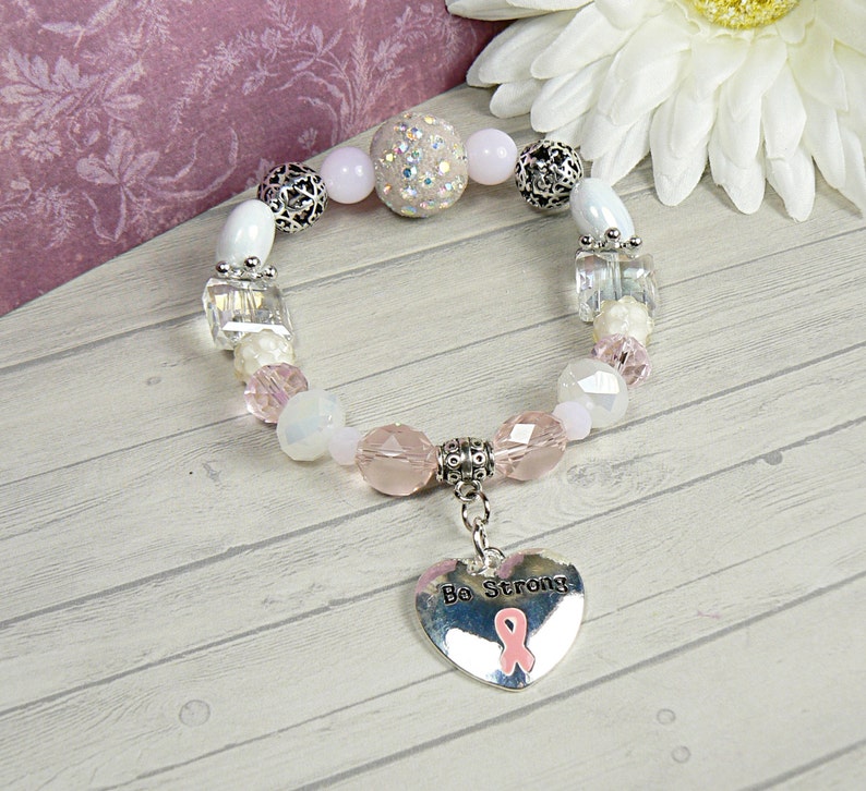 Breast Cancer Awareness Pink Awareness Ribbon Bracelet | Etsy