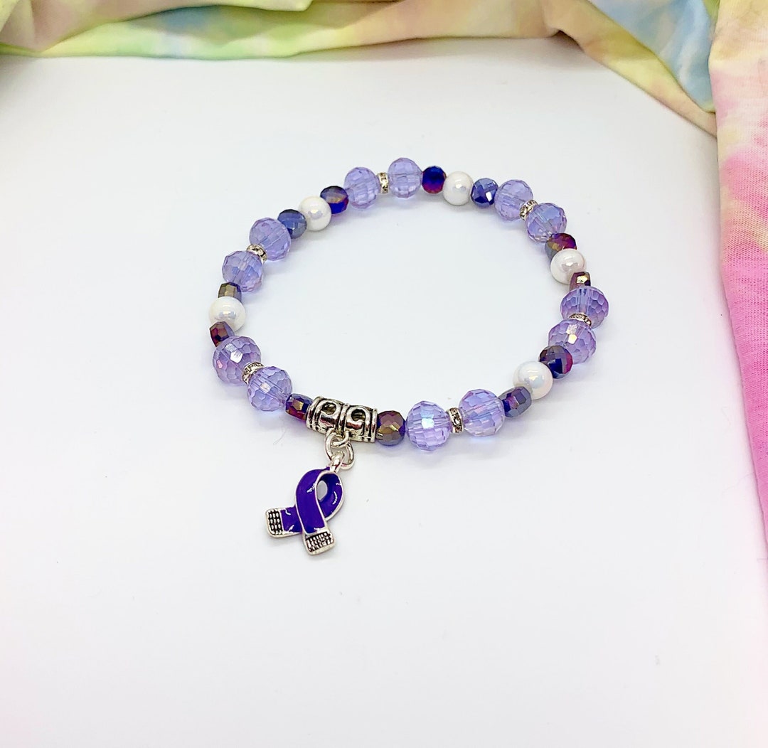 Purple Awareness Ribbon Bracelet, Lupus Awareness, Fibromyalgia ...