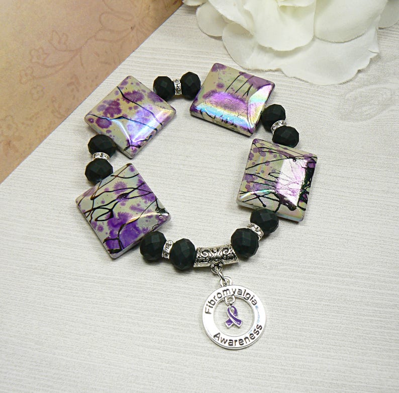 Fibromyalgia Awareness Bracelet, Fibro Awareness Bracelet, Fibromyalgia ...
