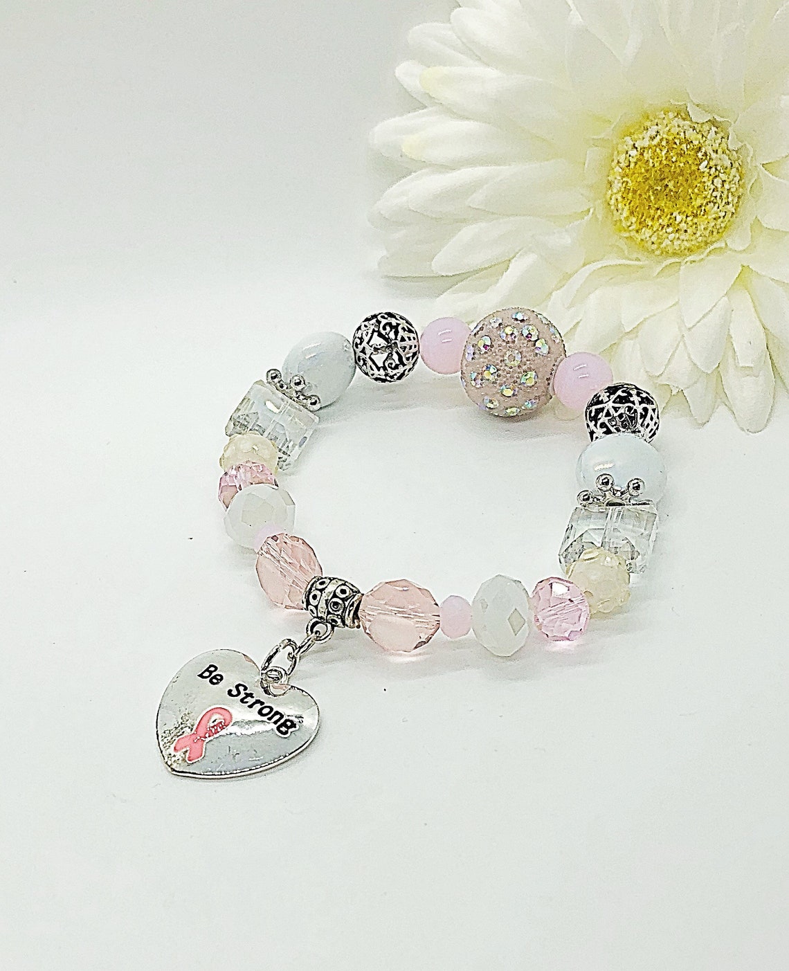 Breast Cancer Awareness Pink Awareness Ribbon Bracelet | Etsy