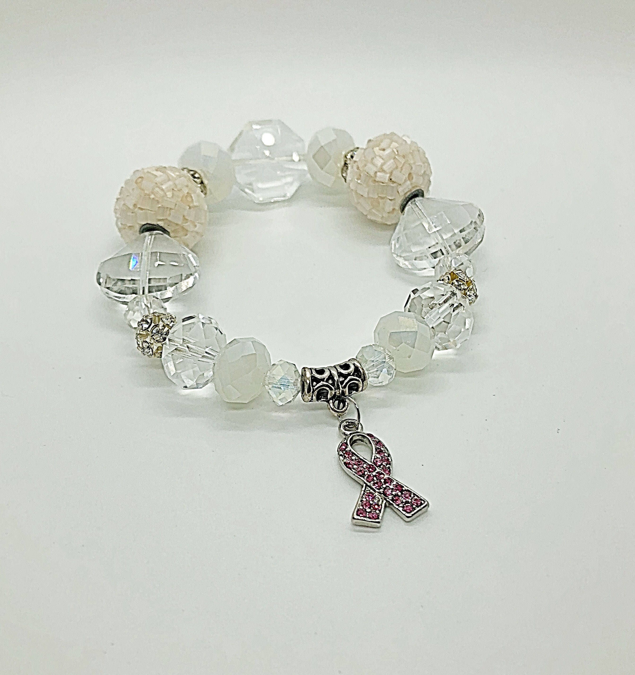 Breast Cancer Awareness Bracelet Survivor Bracelet White | Etsy