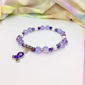 Purple Awareness Ribbon Bracelet, Lupus Awareness, Fibromyalgia ...