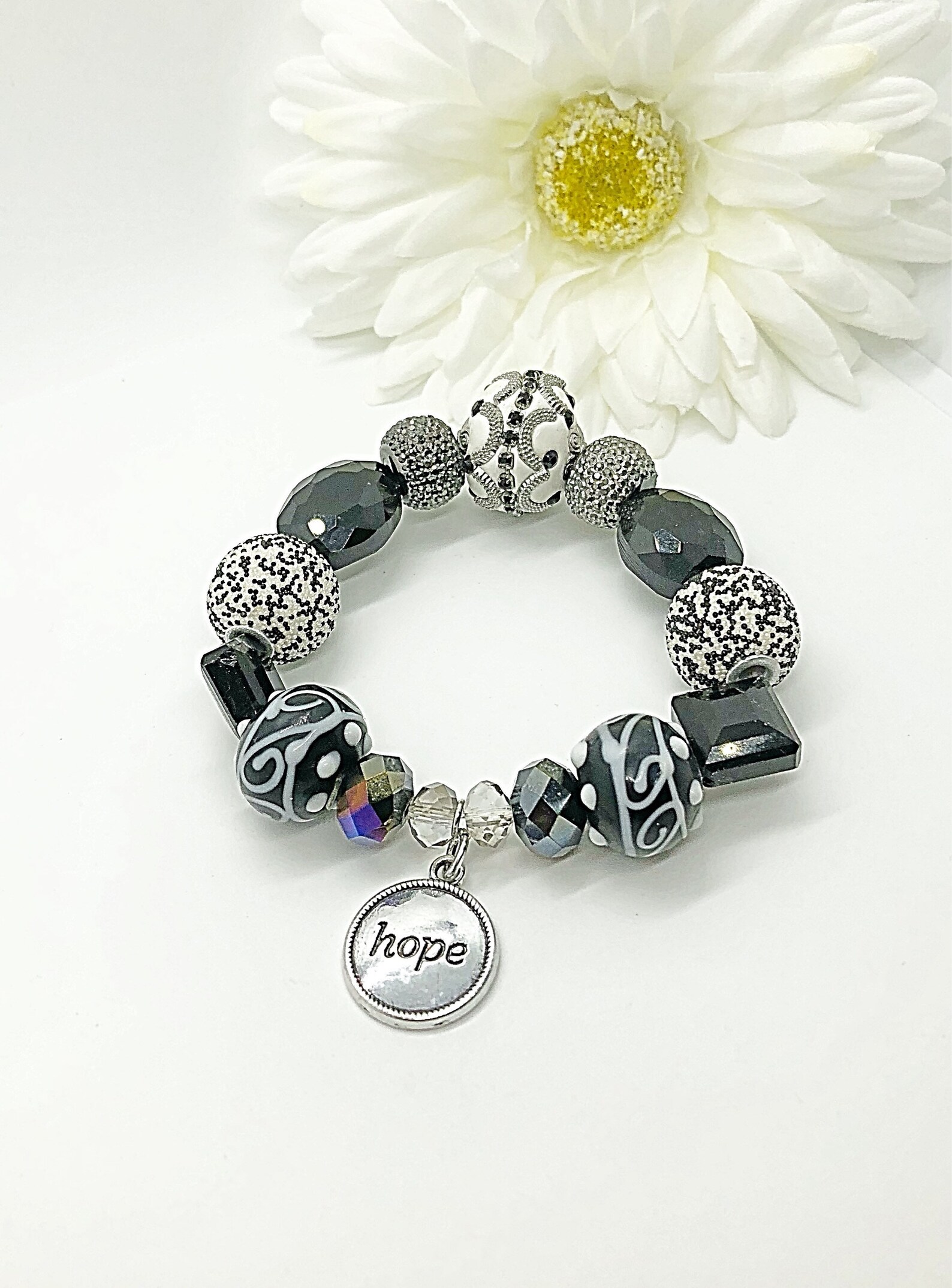 Hope Bracelet Awareness Bracelet Black Bracelet Holiday - Etsy
