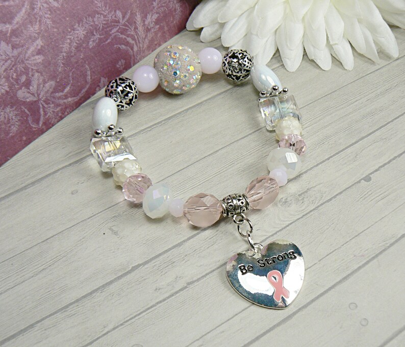 Breast Cancer Awareness Pink Awareness Ribbon Bracelet - Etsy