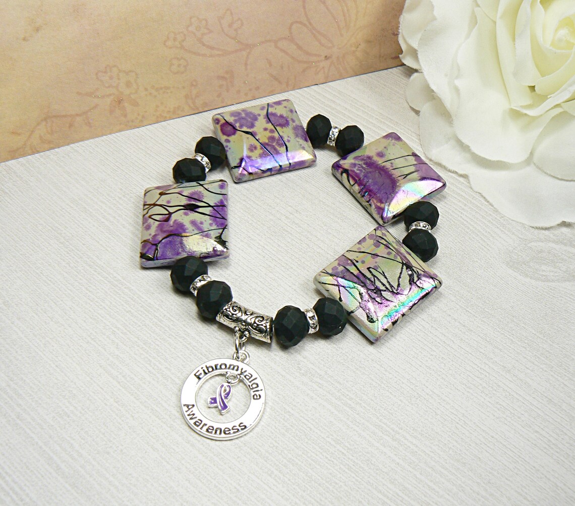 Fibromyalgia Awareness Bracelet, Fibro Awareness Bracelet, Fibromyalgia ...