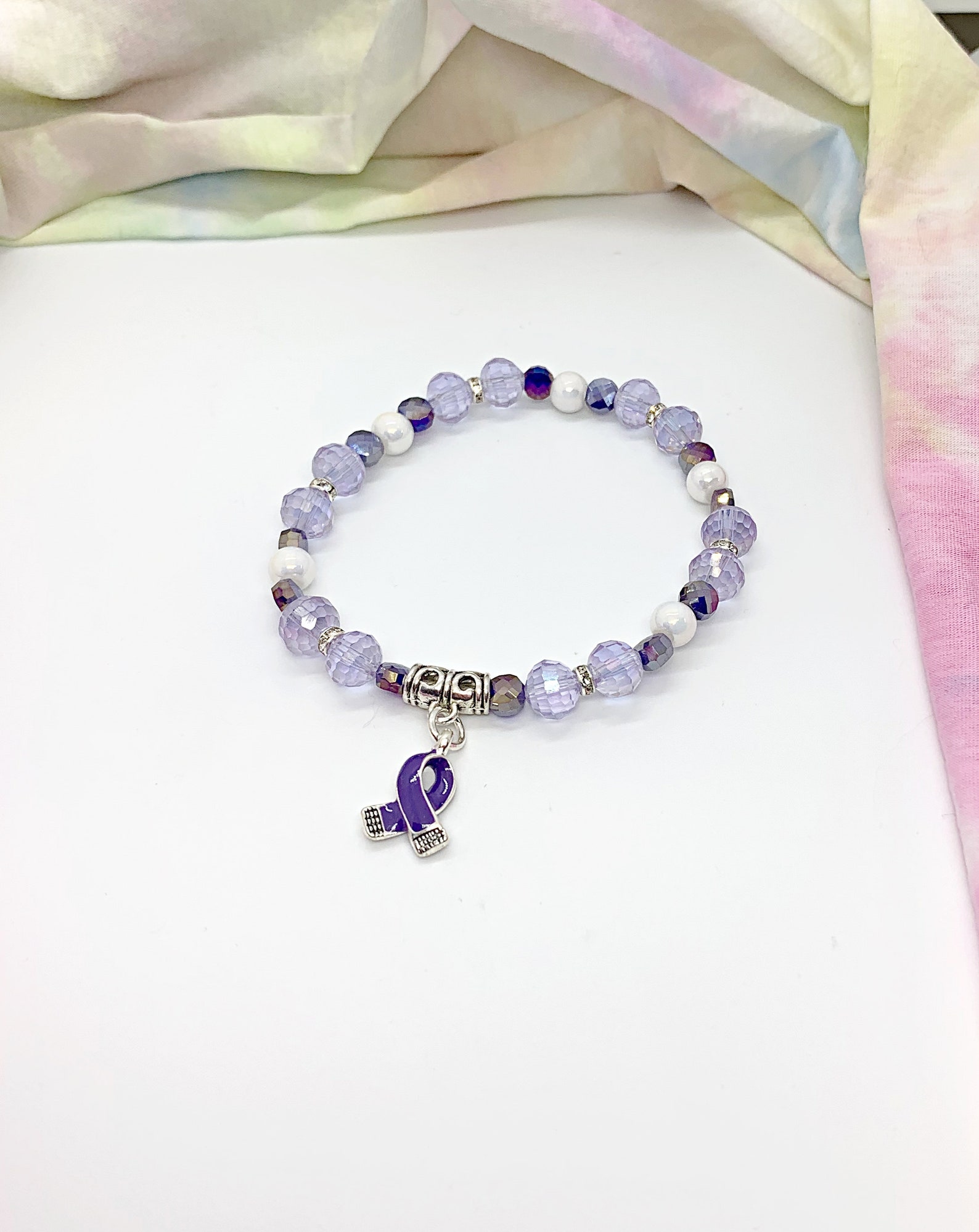 Purple Awareness Ribbon Bracelet, Lupus Awareness, Fibromyalgia ...