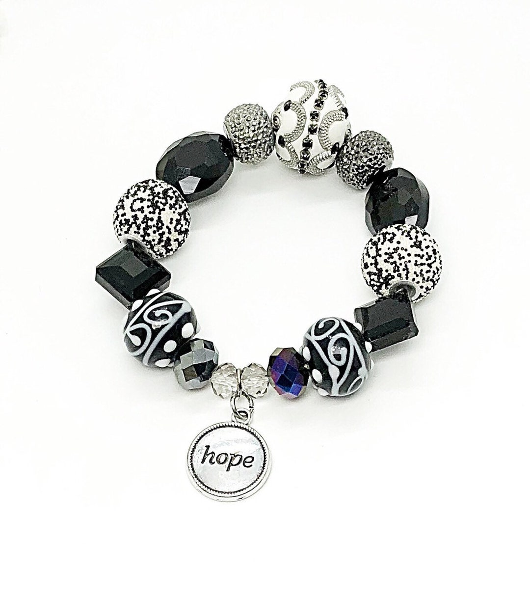 Hope Bracelet, Awareness Bracelet, Black Bracelet, Holiday Jewelry ...
