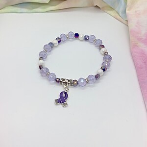 Purple Awareness Ribbon Bracelet, Lupus Awareness, Fibromyalgia ...