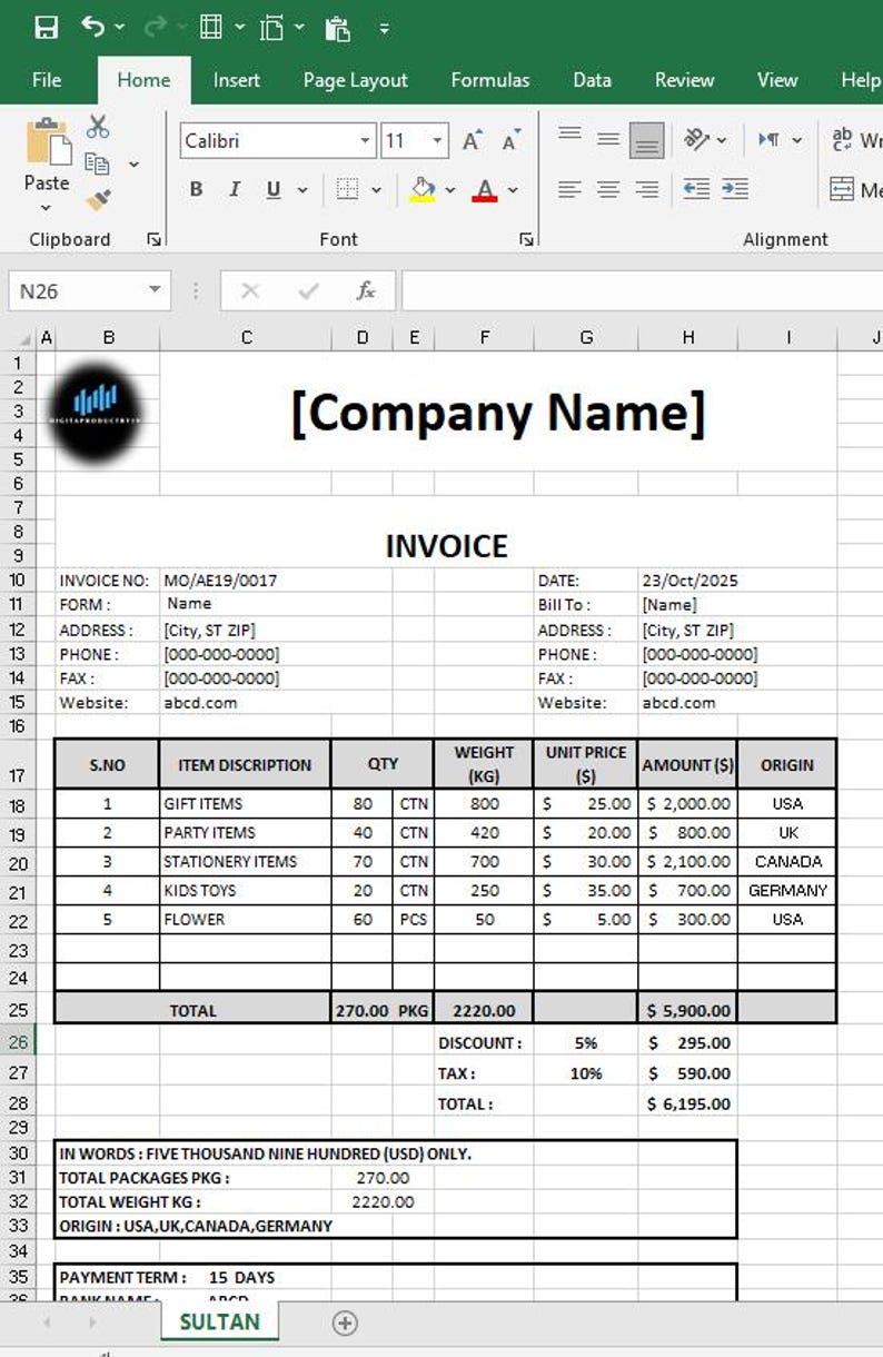 Professional Invoice Template Bundle - Etsy