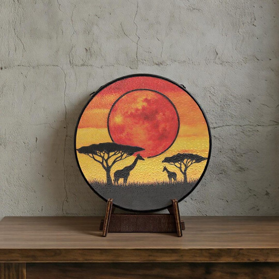 African Sunset Memorial Gift, Sympathy Suncatcher on Wooden Display ...