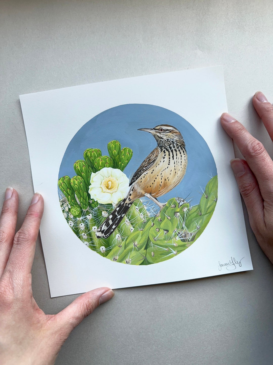 Cactus Wren Painting Original Artwork State Bird of Arizona Segura ...