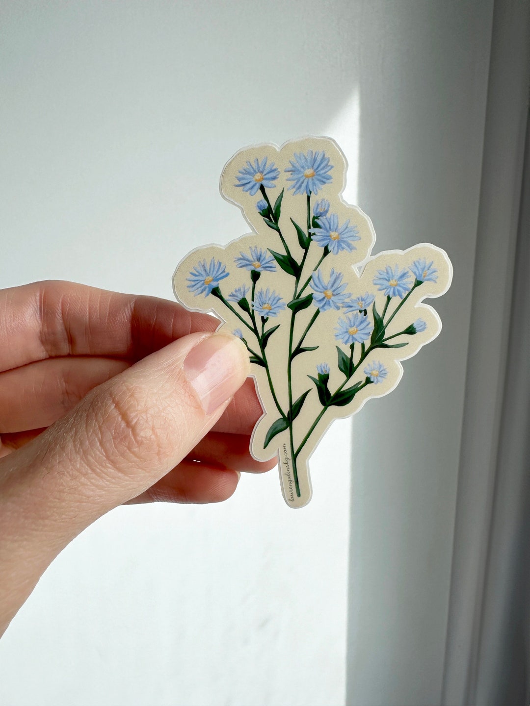 Asters Sticker September Birth Flower Floral Artwork Vintage Inspired ...