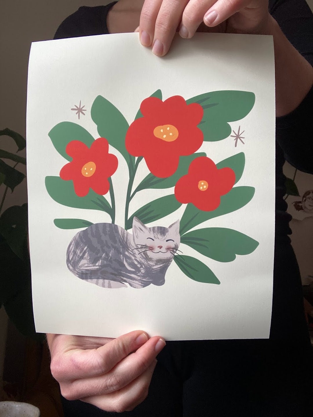 Custom "happy Cat" Portrait Print - Etsy