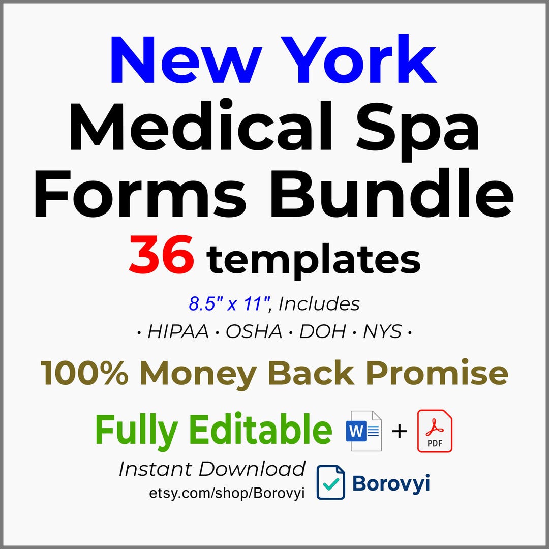 Complete Medical Spa Forms Bundle - 36 HIPAA Compliant Templates - NY ...