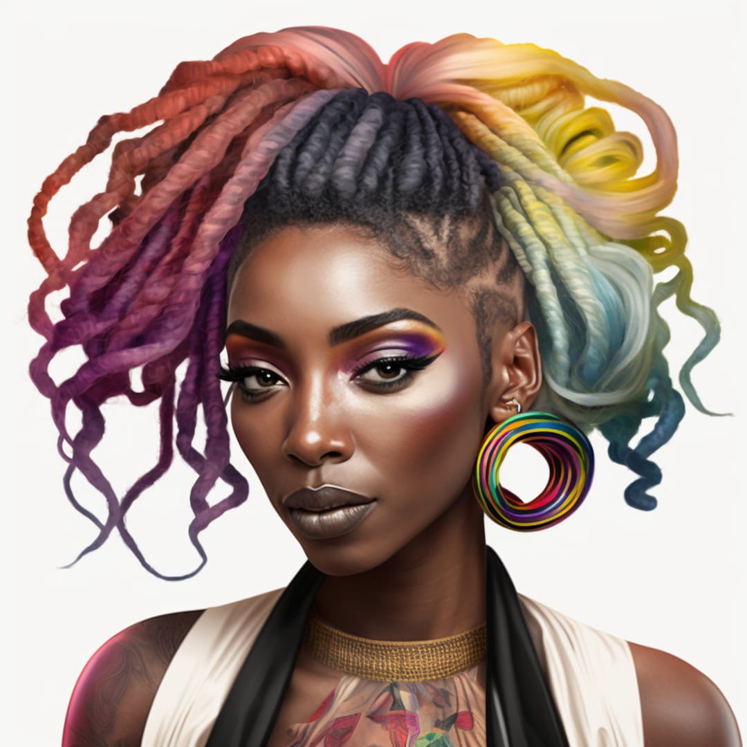 Digital Art AI Black Girl Afro Locs Dreads and Hoop - Etsy