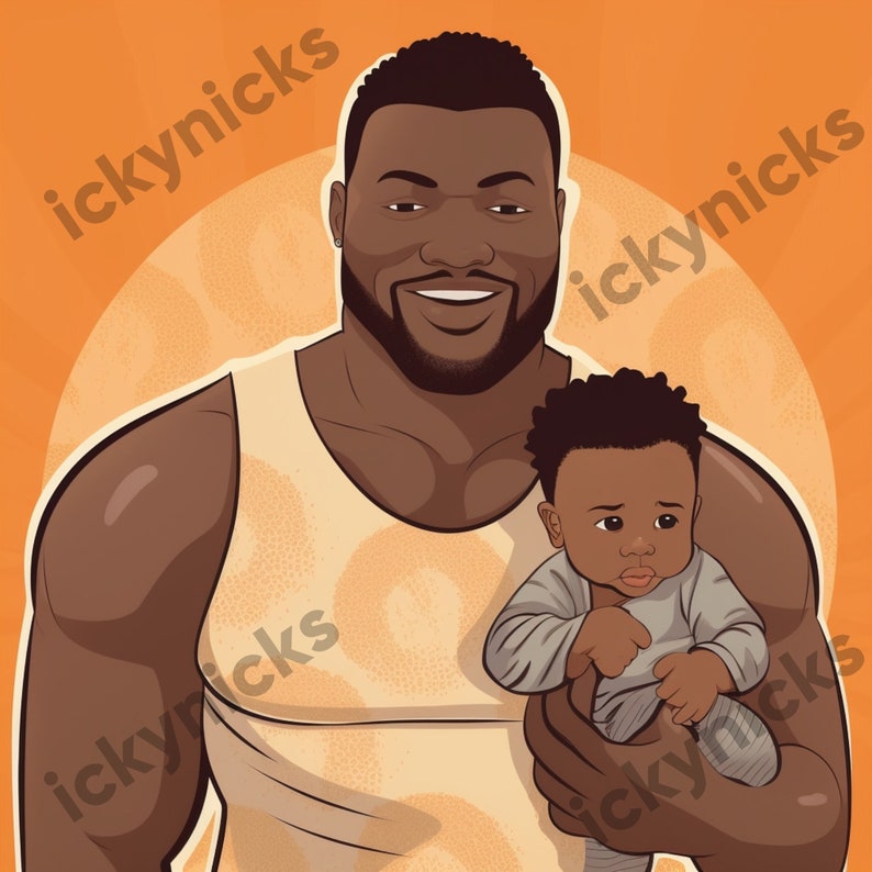 Digital Ai Artwork Melanin Clipart Black Dad And Daughter Etsy