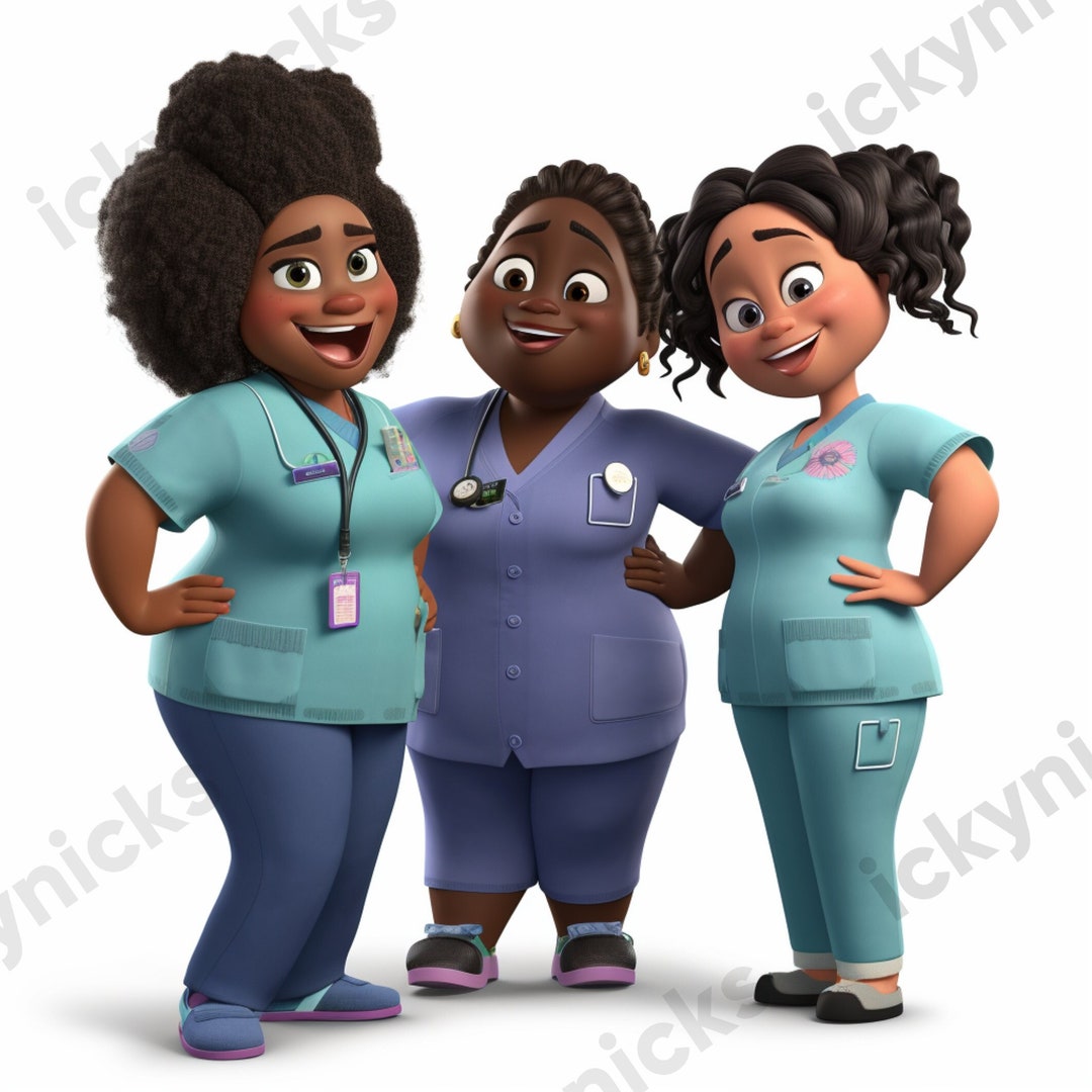 Melanin Nurses and Girl Cartoon Clipart Midjourney Children's ...
